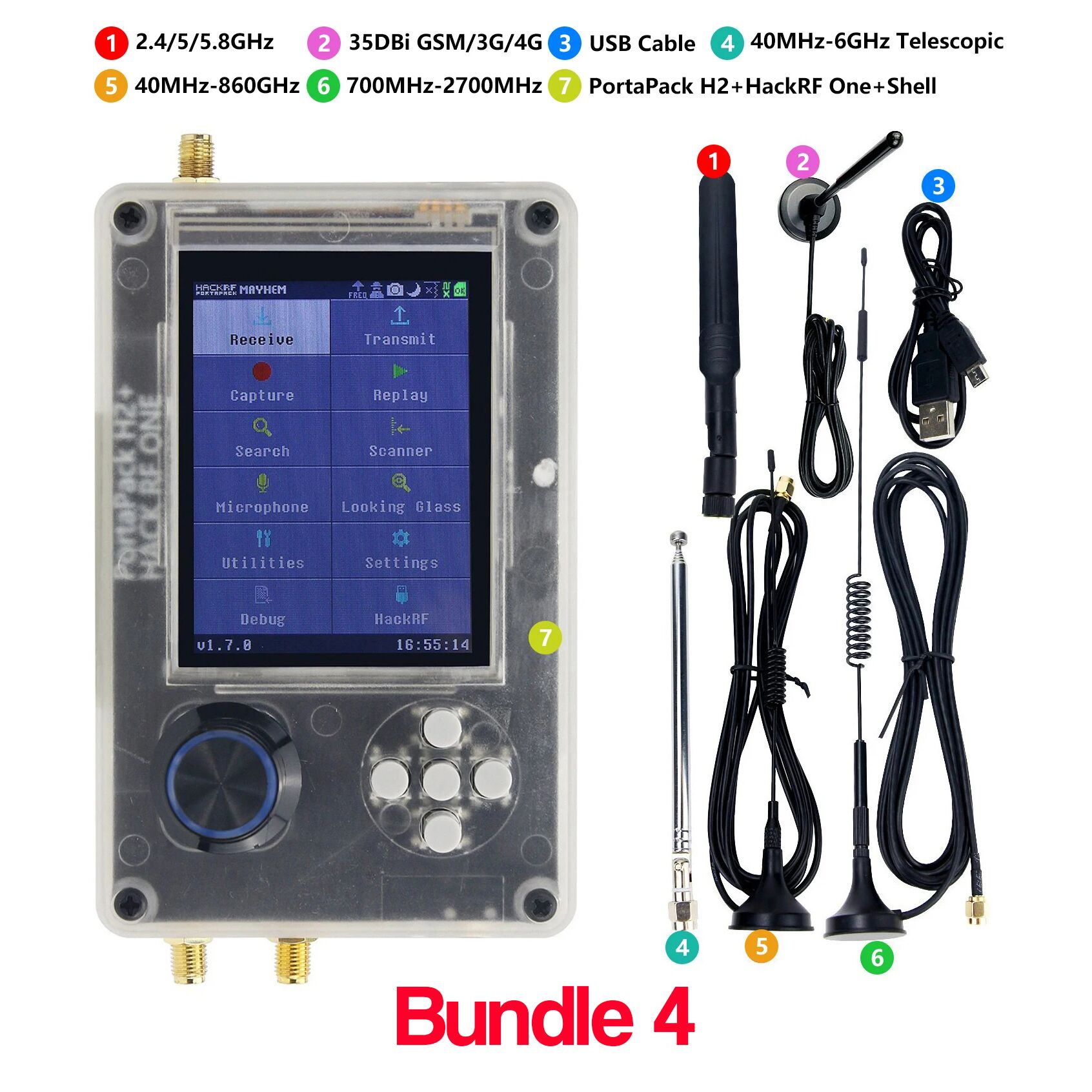Hackrf One R9 Bundle 4 V1.9.1 + Upgraded Portapack H2 SDR Software ...